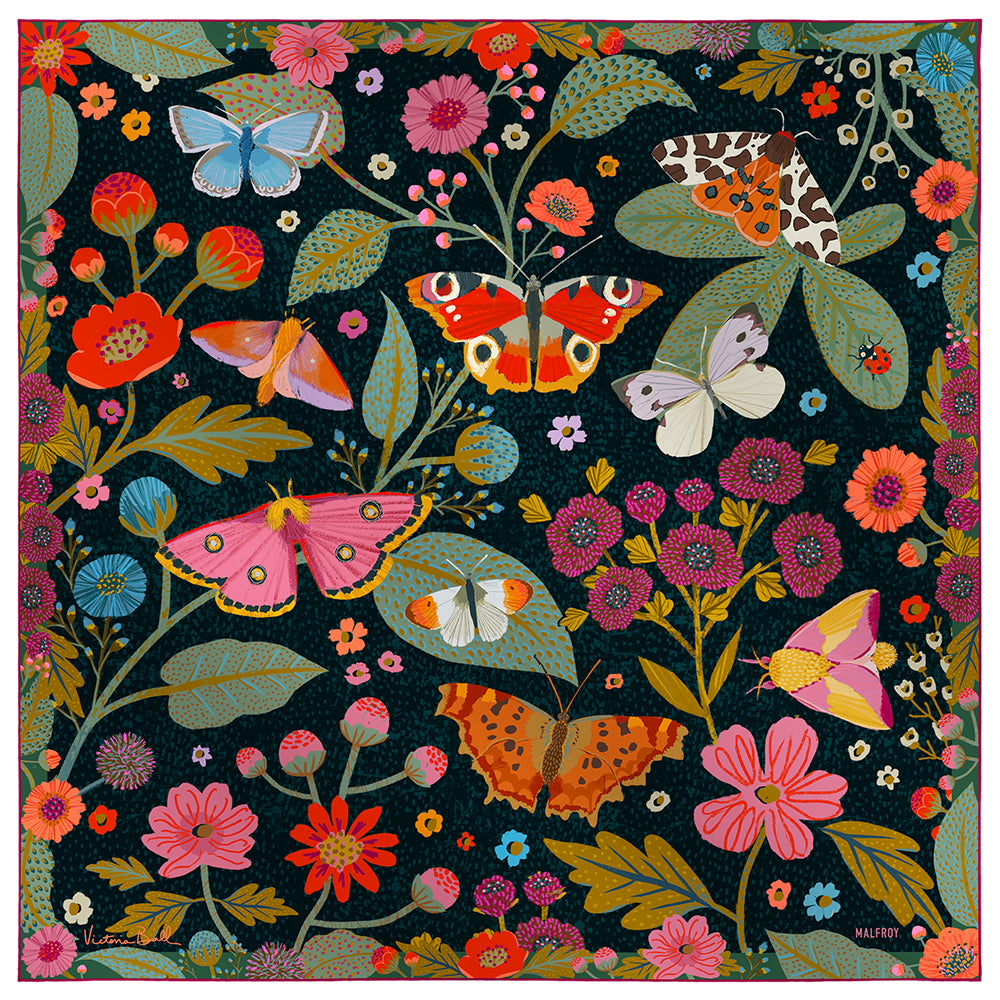 Silk Square 90, silk twill, The Butterflies print by the Artist ...