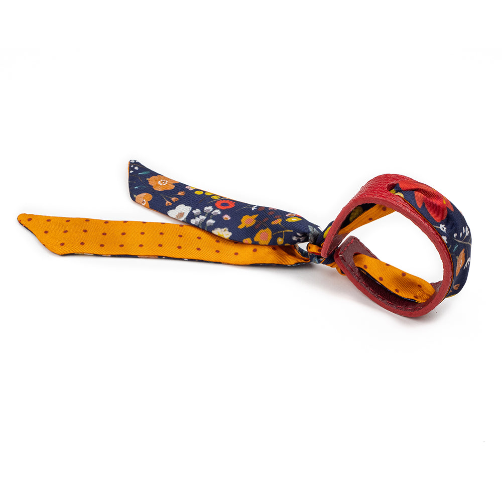 Bracelet Cuir et Lien en Twill de soie imprimé Liberty et Mini Pois de ...